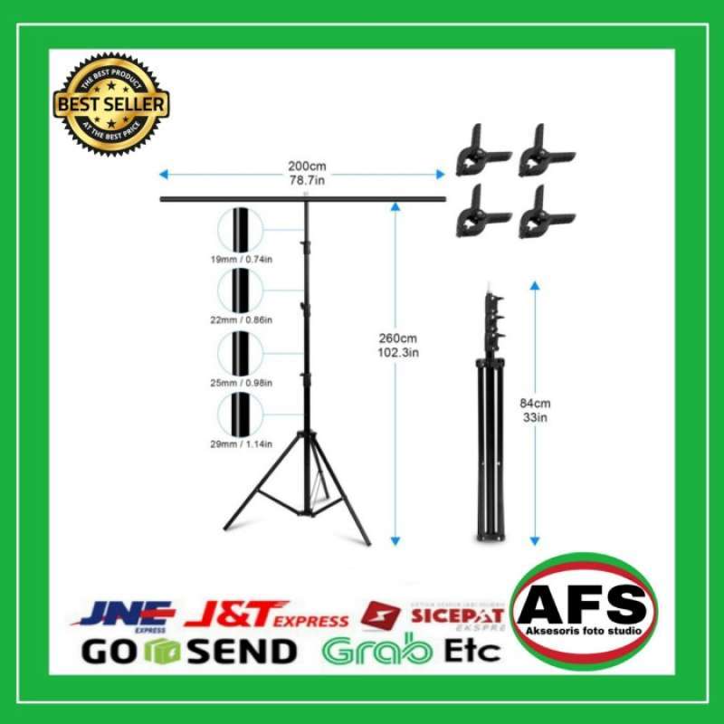 Promo Stand Tiang Background Backdrop Photography T-Shape 200X 260Cm 4 ...