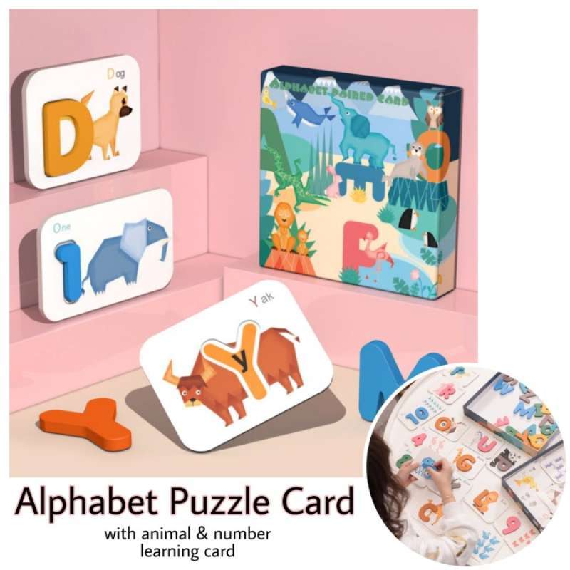 Promo 13 alfabet alphabet puzzle card kartu abjad angka number first ...