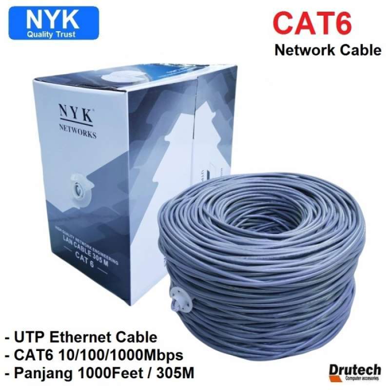 Promo Nyk Kabel Lan Utp Rj45 Cat6 Internet Ethernet Cable 1 Roll 305m ...