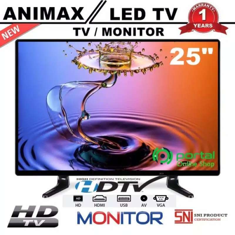 Jual TV LED ANIMAX TV ANALOG LED 25 720P TV MONITOR USB HDMI VGA di ...