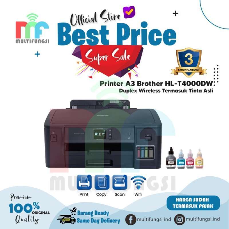 Promo Printer A3 Brother Hl-T4000Dw Garansi Resmi T4000-Dw Duplex ...