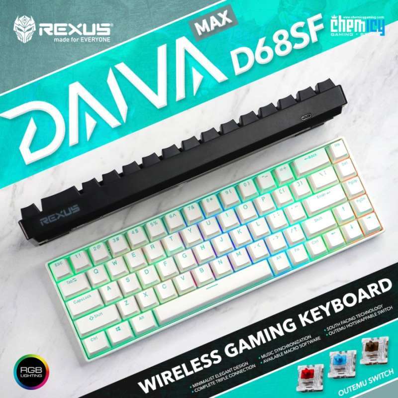 Jual Rexus Daiva D68SF Max RGB Hotswappable Mechanical Gaming Keyboard ...