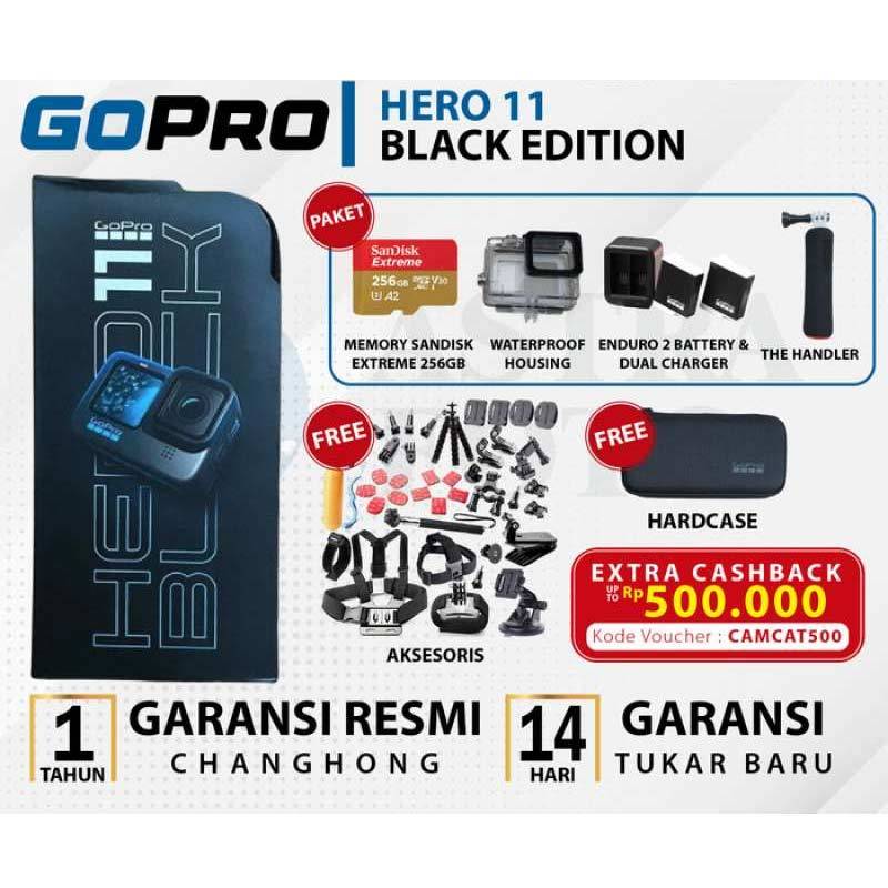 Promo GoPro Hero 11 Black Action Camera Paket Lengkap + The Handler ...