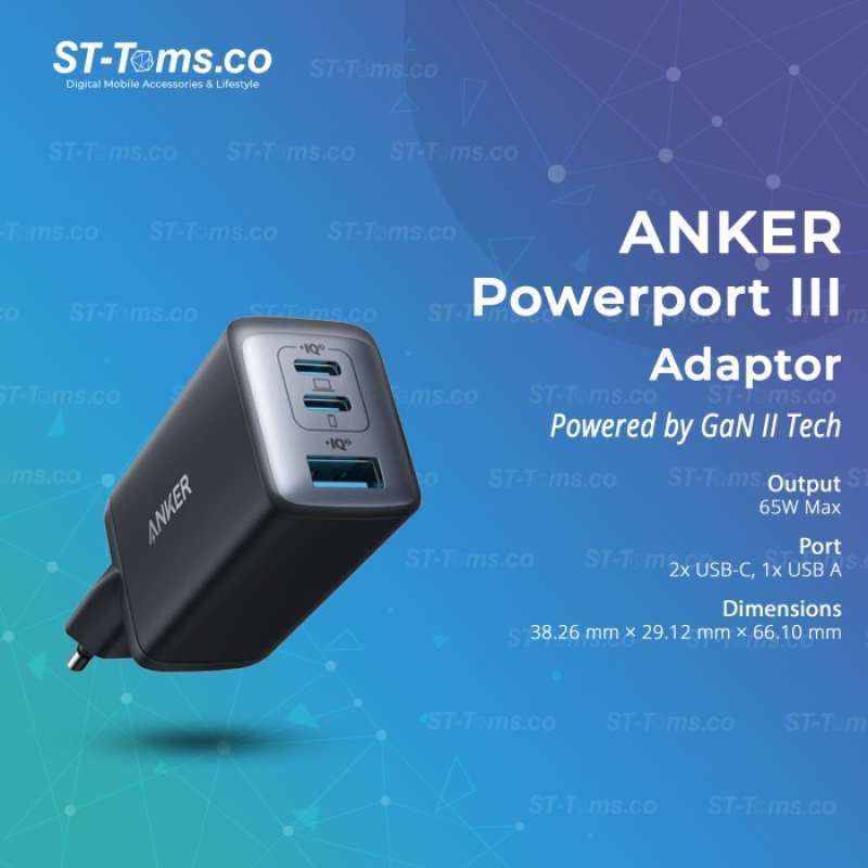 Jual Anker PowerPort III 3-Port 65W Pod Charger Adaptor - A2667 di ...