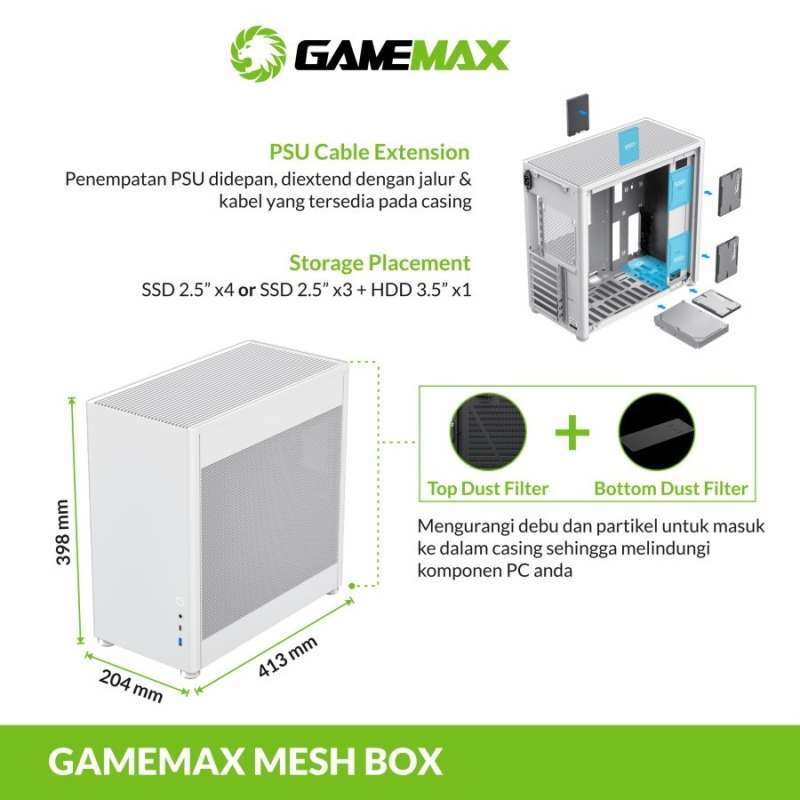 Jual Casing Komputer Gaming Gamemax Mesh Box Pro White Atx Di Seller ...