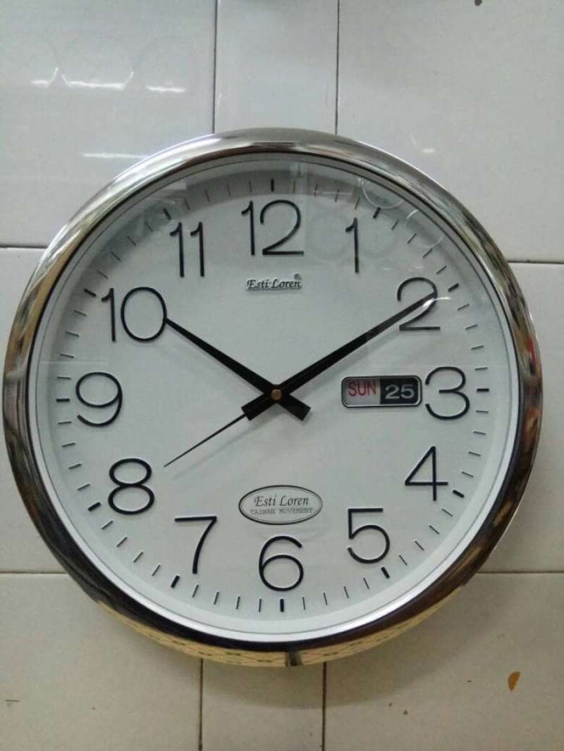 Promo Jam Dinding hari dan tanggal Esti Loren Taiwan diameter 36cm ...