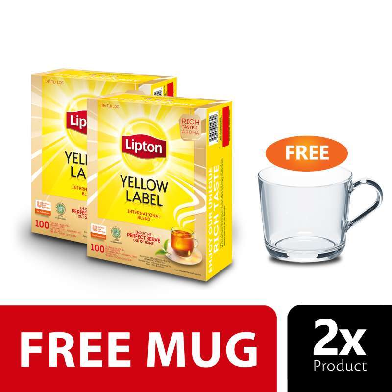 Promo Lipton Yellow Label 100 Black Tea Bag Non Envelope 100's Twinpack ...