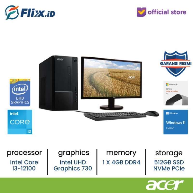 Jual Acer Pc Atc-1750 I3-12100 4gb 512 Ssd Uhd Grafis W11+ Ohs 2021 Black Di Seller Flixx.id ...
