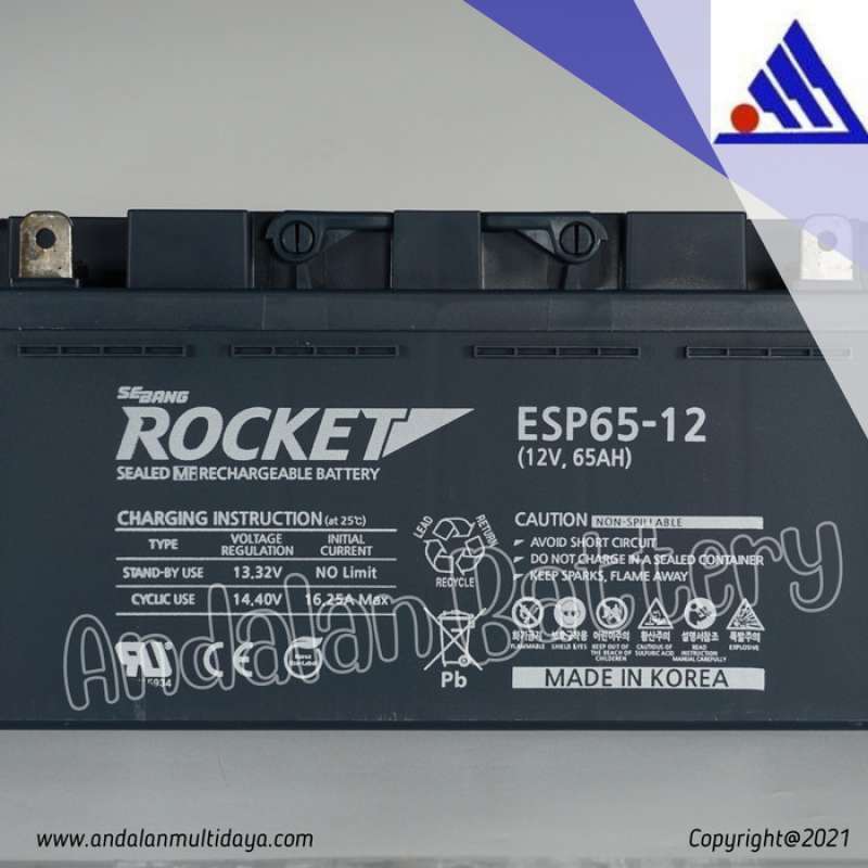 Promo BATERAI KERING ROCKET 12V 65Ah / VRLA ESP 65-12/AKI KERING 12V ...