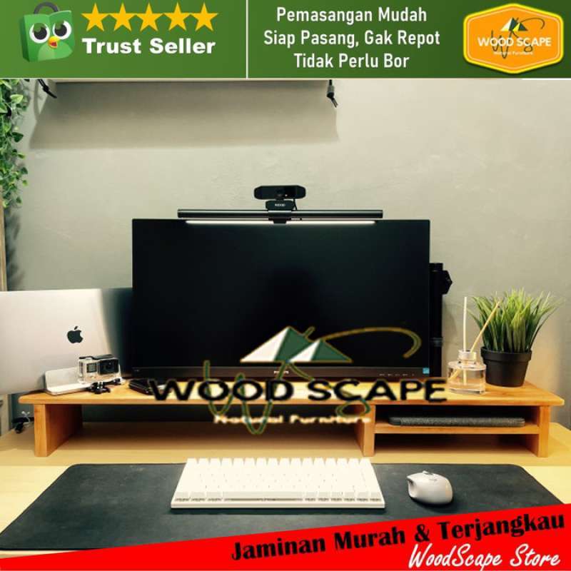 Promo Monitor Stand Kayu 100X20X15Cm Meja Monitor Meja Kompiter Meja ...