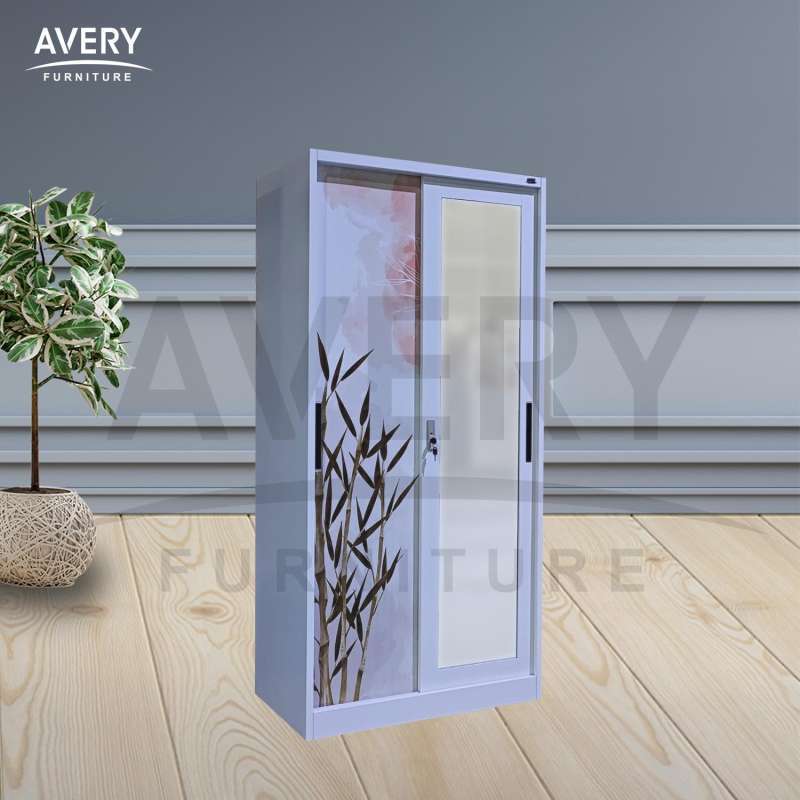 Jual YS-900SL Lemari Pakaian Sleding Besi 2 Pintu Kaca / Lemari Baju Pakaian Sliding Besi di ...