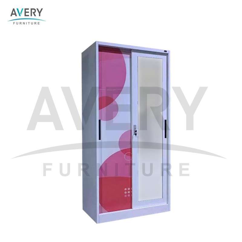 Jual YS-900SL Lemari Pakaian Sleding Besi 2 Pintu Kaca / Lemari Baju Pakaian Sliding Besi di ...