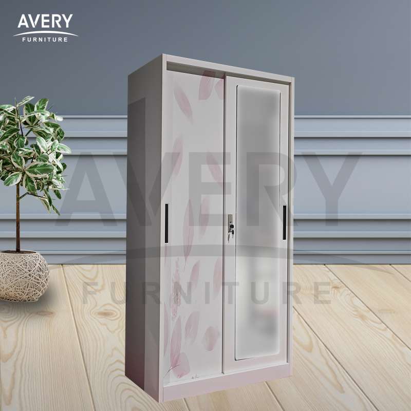 Jual YS-900SL Lemari Pakaian Sleding Besi 2 Pintu Kaca / Lemari Baju Pakaian Sliding Besi di ...