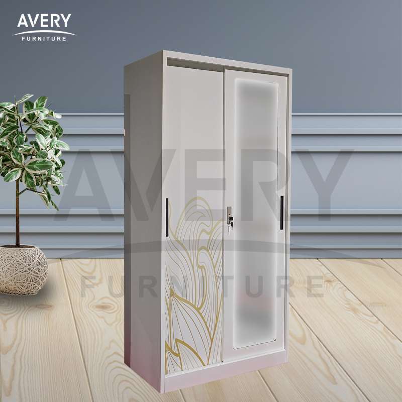 Jual YS-900SL Lemari Pakaian Sleding Besi 2 Pintu Kaca / Lemari Baju Pakaian Sliding Besi di ...