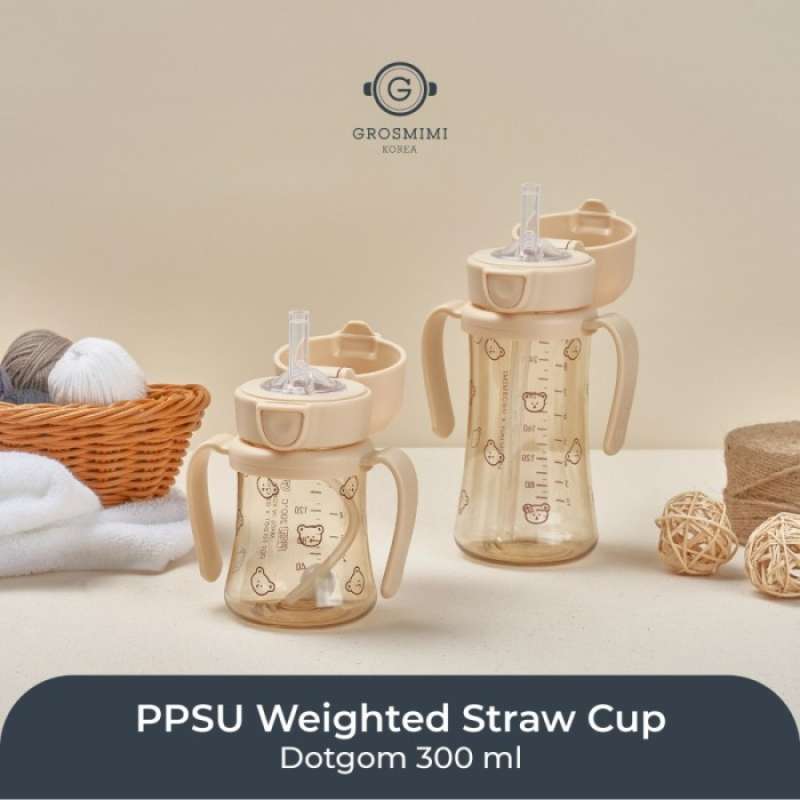 Jual Grosmimi Ppsu Weighted Straw Cup Dotgom/butter - Botol Susu & Dot ...
