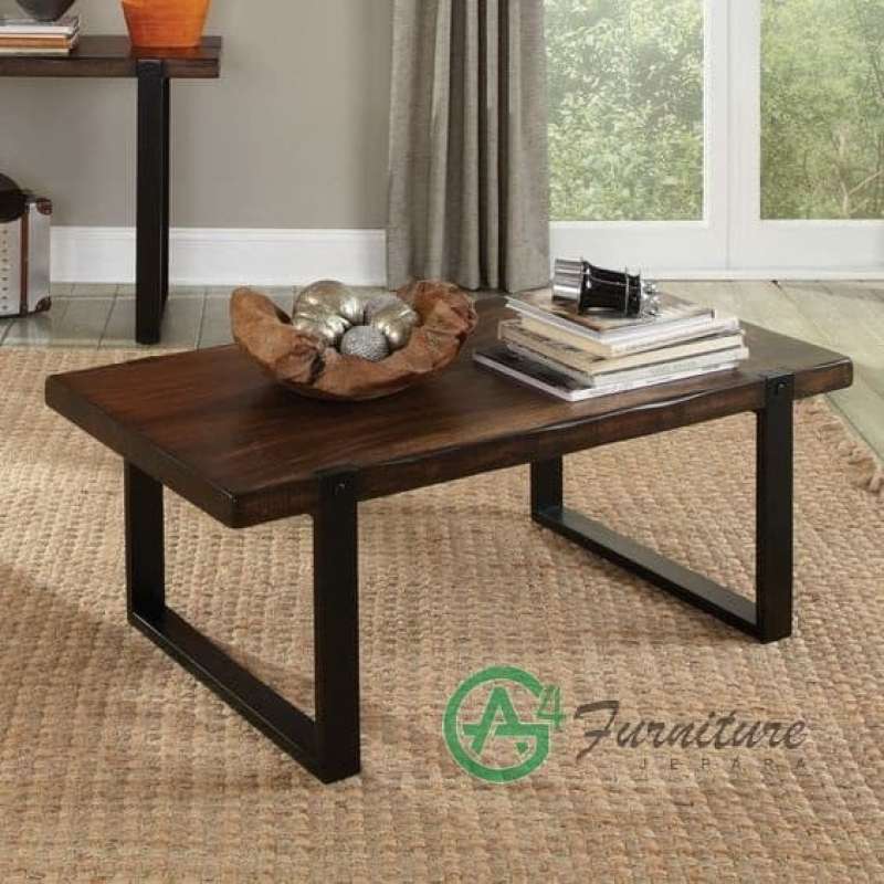 Jual Meja Kopi Ruang Tamu, Coffee Table Kombinasi Kaki Besi - Kayu ...