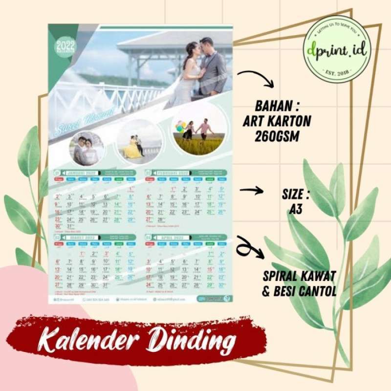 Promo Cetak Desain Kalender A3 art karton spiral kawat besi cantol ...