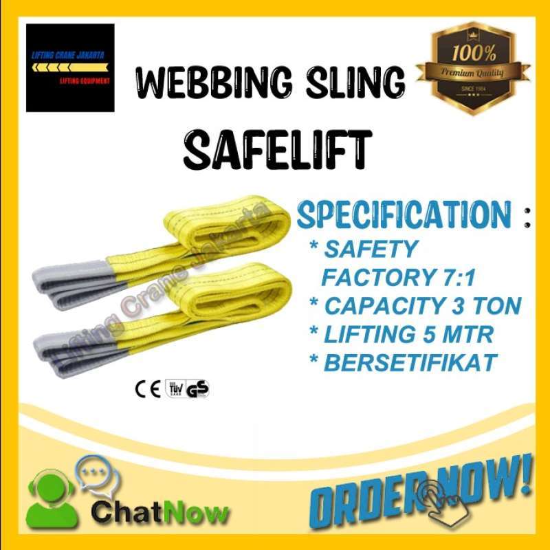 Promo Webbing Sling Belt / Tali Angkat 3 Ton x 5 Meter SAFELIFT Double ...