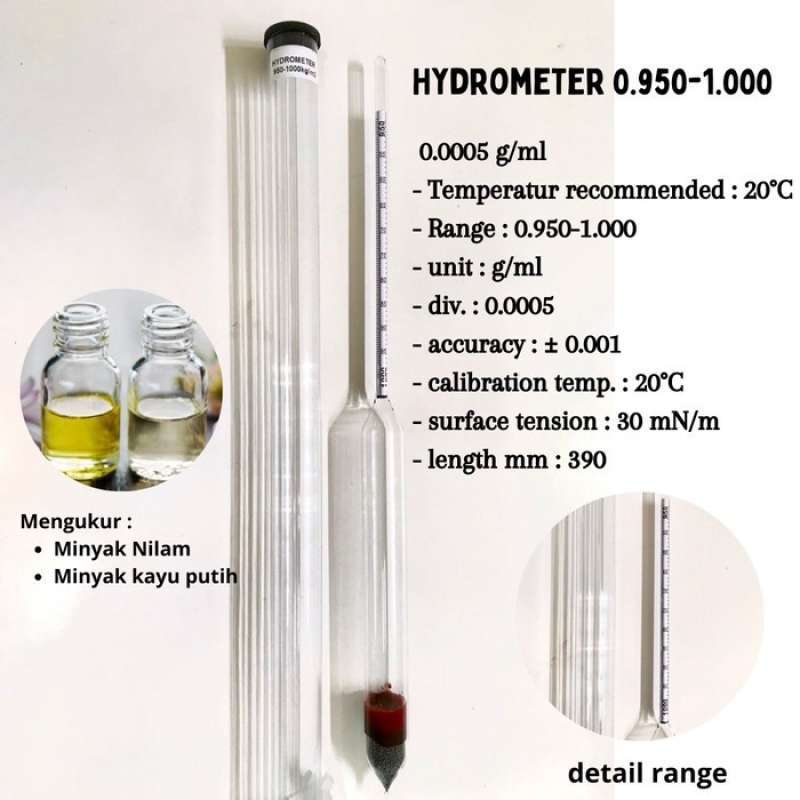 Jual Hidrometer Skala 0.900-1.000 Alat Ukur Kadar Minyak Nilam / Kayu ...