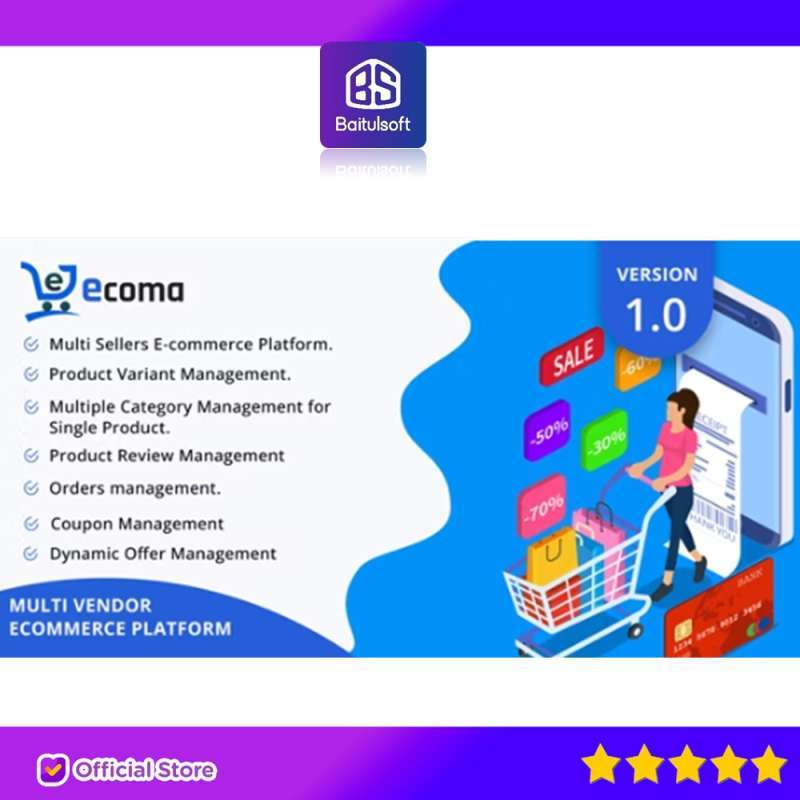 Promo SOURCE CODE APLIKASI ECOMA - MULTIVENDOR ECOMMERCE SHOPPING PLATFORM BY BAITULSOFT Diskon ...