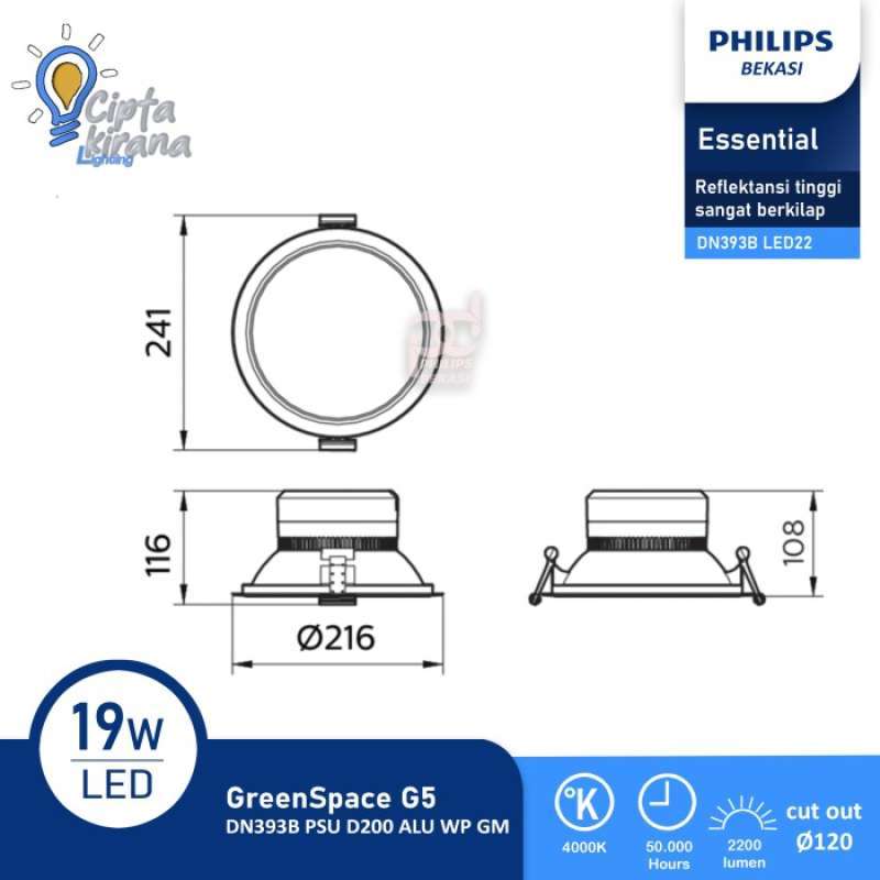 Promo Lampu Downlight Sorot Philips DN393B 19W 840K Putih Diskon 23% di ...