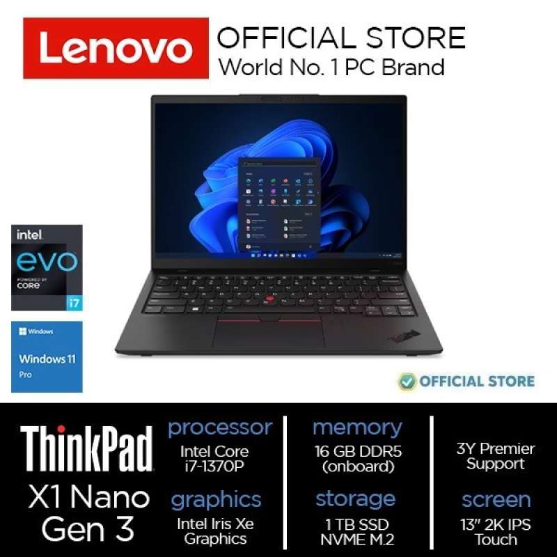 Jual Lenovo ThinkPad X1 Nano Gen 3 Core i7-1370P 16GB 1TB Touch WIN 11 ...