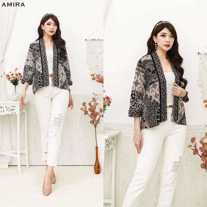Jual Amira Outer Blazer Batik Wanita Outer Batik Rompi Wanita Di Seller ...