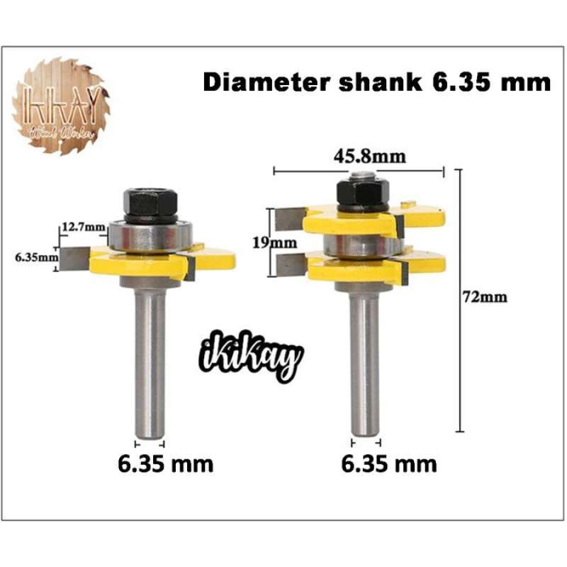 Promo Mata Router Joint Tongue & Groove Satu Set - Diameter Shank 6 ...