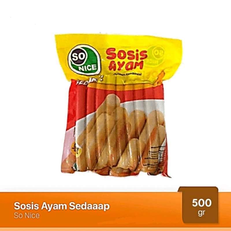 Promo SOSIS AYAM SO NICE SEDAAAP 500GR CHICKEN SAUSAGE HALAL Diskon 12% ...