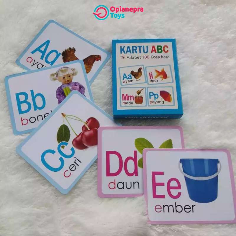 Promo Kartu ABC 26 Alfabet 100 Kosakata Flash Card Glossy Tebal - 26 ...