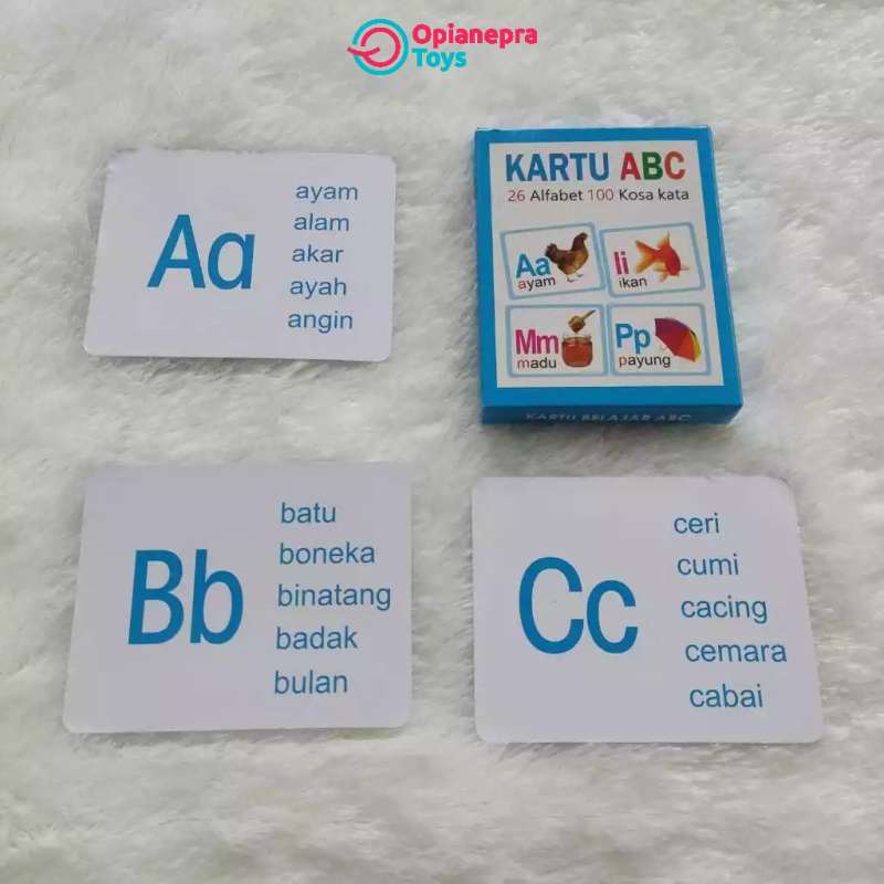 Promo Kartu ABC 26 Alfabet 100 Kosakata Flash Card Glossy Tebal - 26 ...