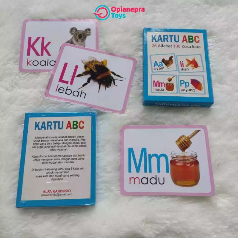 Promo Kartu ABC 26 Alfabet 100 Kosakata Flash Card Glossy Tebal - 26 ...
