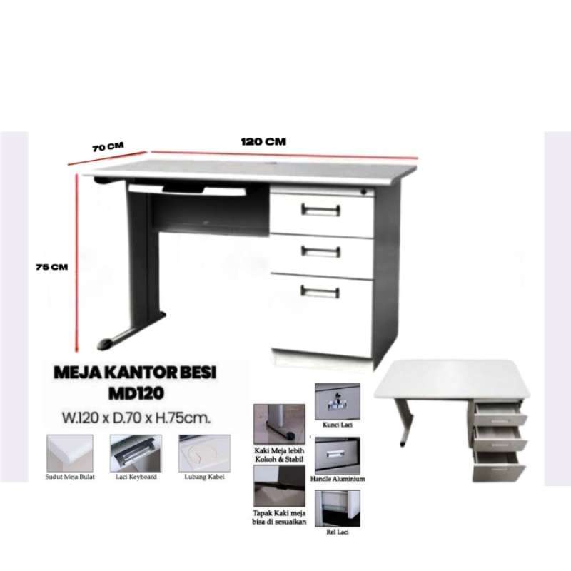 Jual Meja Kantor Besi Acero Md 120 Meja Kerja Meja Tulis Plat Meja ...