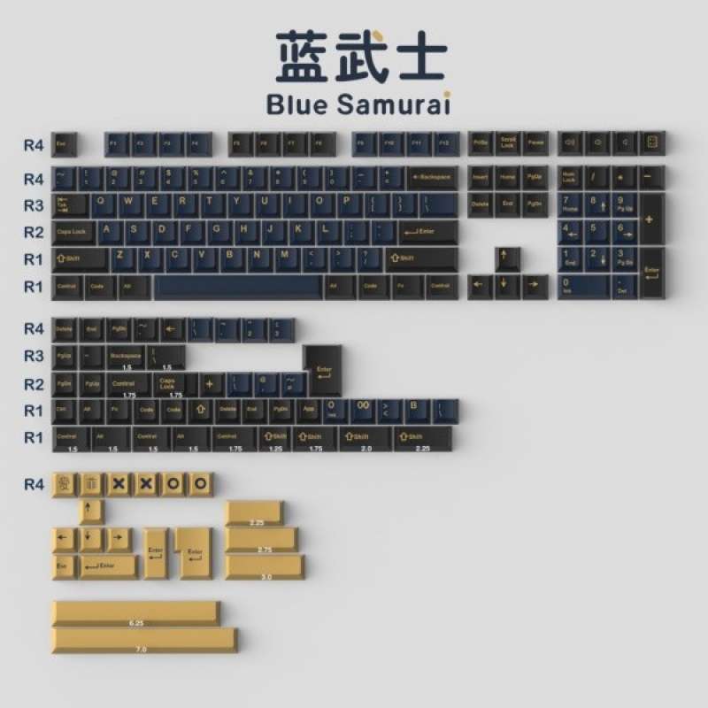 Promo Keycaps Abs Blue Samurai Cherry Profile Double Shot Keyboard ...