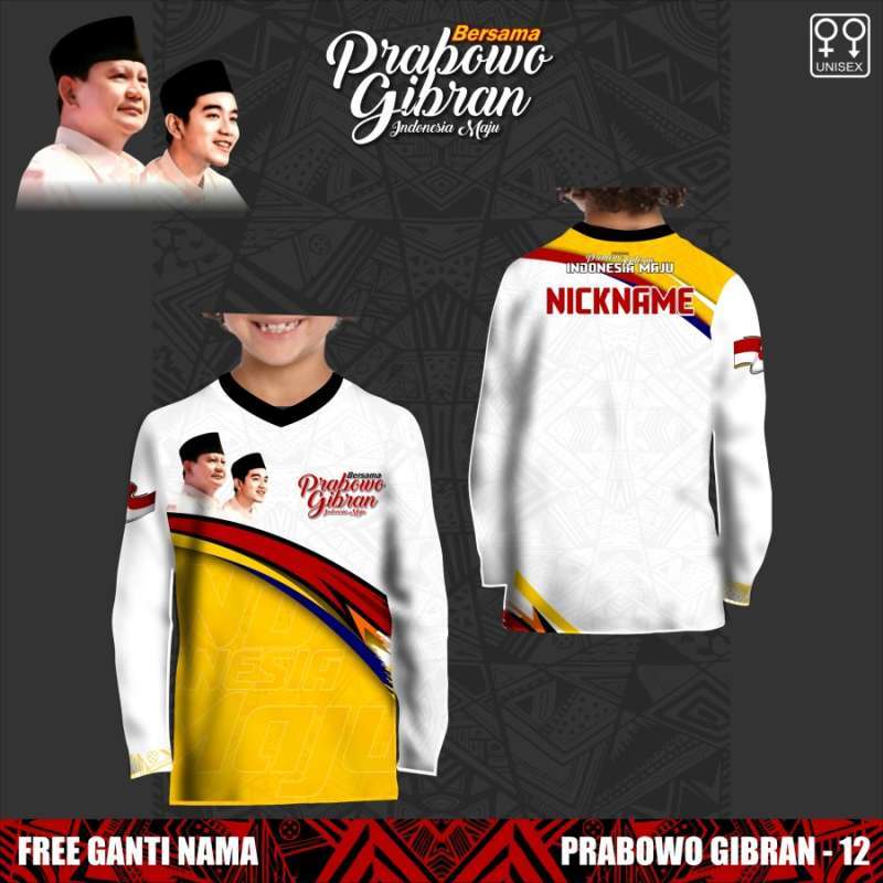 Promo jersey anak prabowo gibran kaos indonesia maju pemilu capres 2024 ...