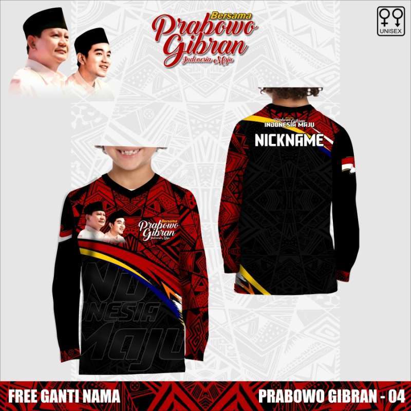 Promo jersey anak prabowo gibran kaos indonesia maju pemilu capres 2024 ...
