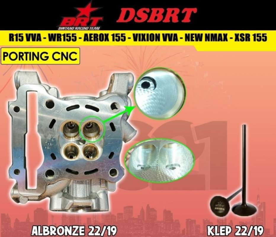 Jual Head BRT AEROX NEW NMAX WR 155 Vixion R15 VVA XSR Porting CNC di ...
