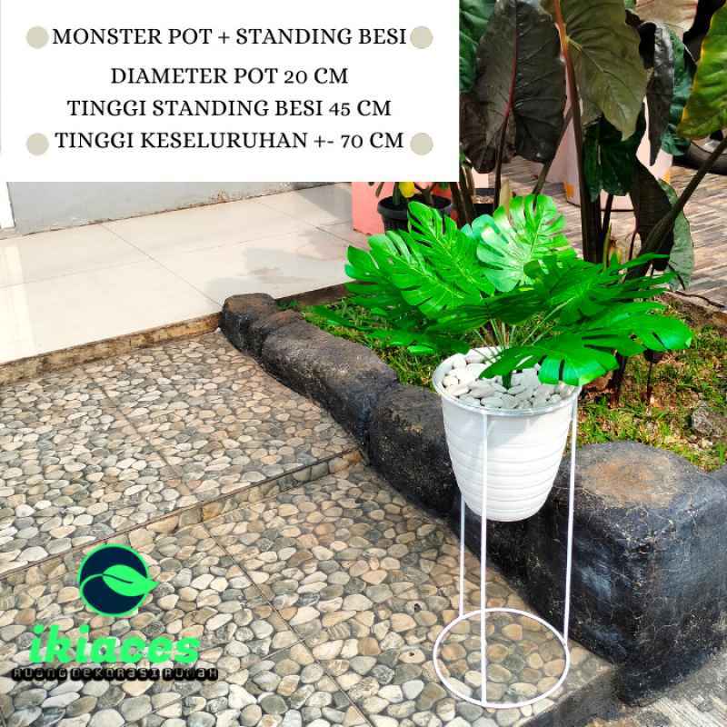 Promo DAUN MONSTERA BESAR POT STANDING DAUN HIAS PLASTIK DAUN ...