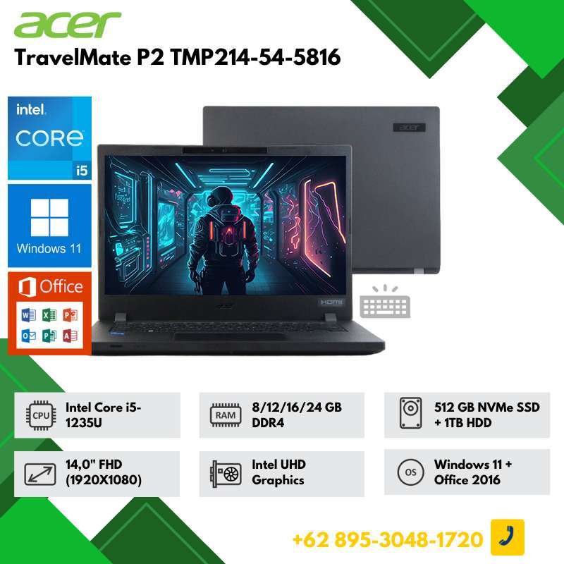 Jual Acer Travelmate Dual Storage P2 Tmp214 54 5816 Intel Core I5-1235u ...