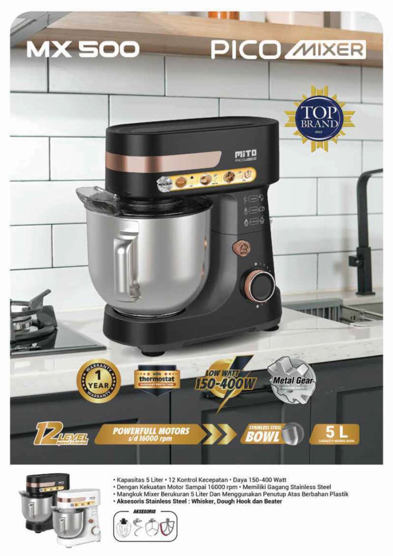 Jual Mixer Mito Stand Mixer Mx500 Pengaduk Adonan Kue 5l Pico Mixer Di Seller Grosir Elektronik ...