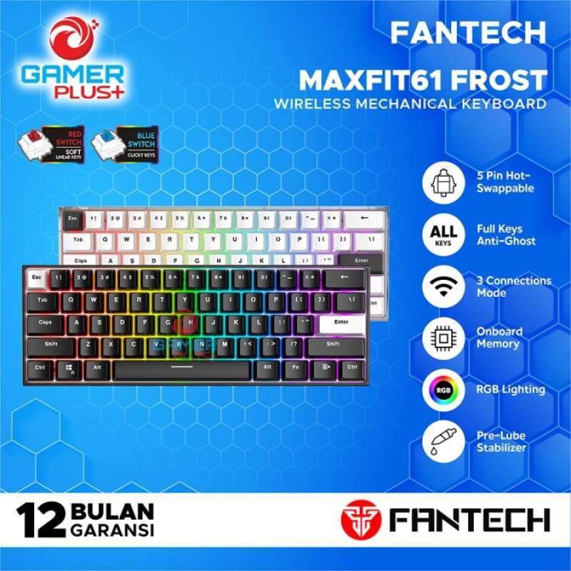 Promo Keyboard Maxfit 61 Frost Wireless Keyboard Gaming Blue Switch ...