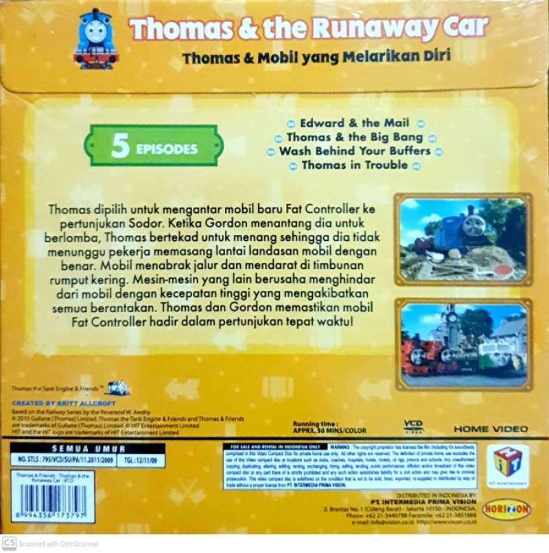 Promo Thomas & Friends Vol.20: Thomas & The Runaway Car | Vcd Diskon 23 ...