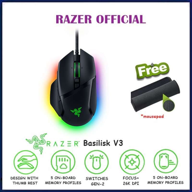 Promo Basilisk V3 izable Gaming Mouse with Chroma RGB Diskon 23% di ...