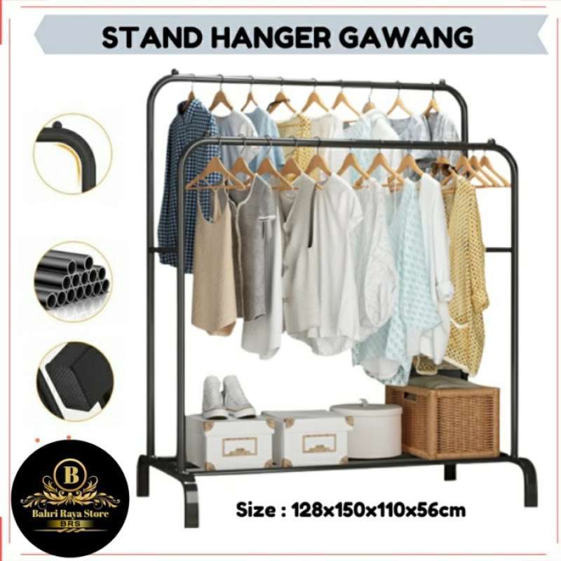 Promo Rak Jemuran Baju Pakaian Gantung Besi Rak Standing Double Dan 1 ...