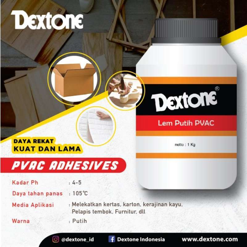 Jual Dextone Lem Putih PVAC 1 Kg / lem kayu atau kertas / Untuk Plamur ...
