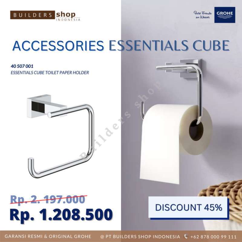 Jual Grohe 40507001 - Essentials Cube Toilet Roll Holder | Tempat Tissue Di Seller Retail Indo ...
