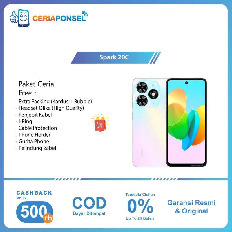 Jual Tecno Spark 20c Nfc 4/128 Gb + 8/128 Gb Android 13 Garansi Resmi ...