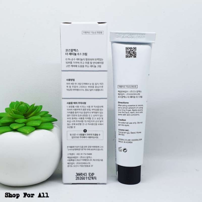 Promo Cosrx The Retinol 0.1 Cream Super Vitamin E + Panthenol 20ml Diskon 23% Di Seller Wukong ...