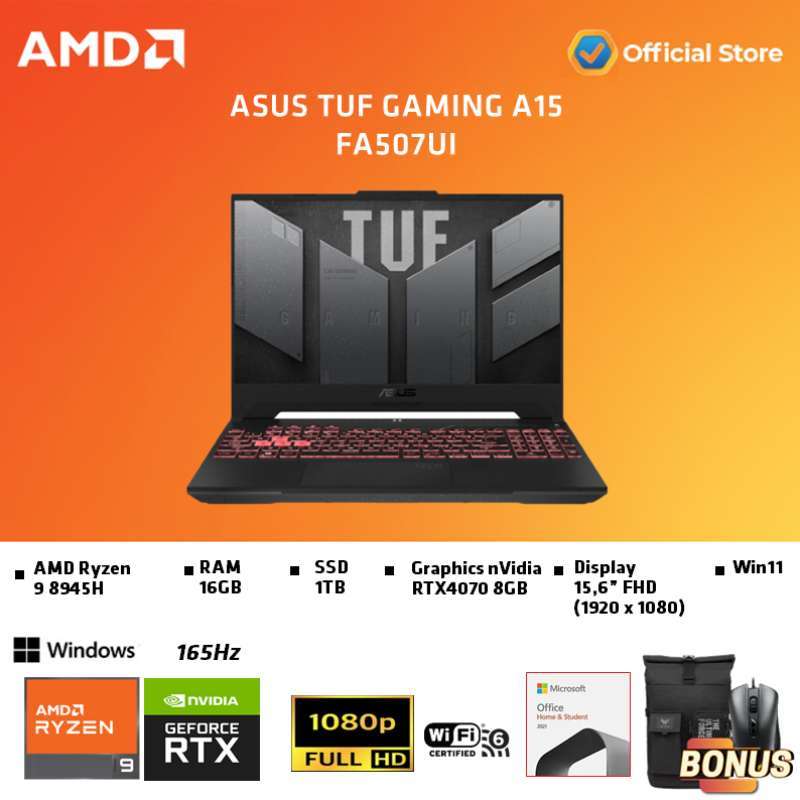 Jual ASUS TUF A15 FA507UI | RYZEN 9 8945H 16GB 1TB RTX4070 8GB 15.6FHD ...
