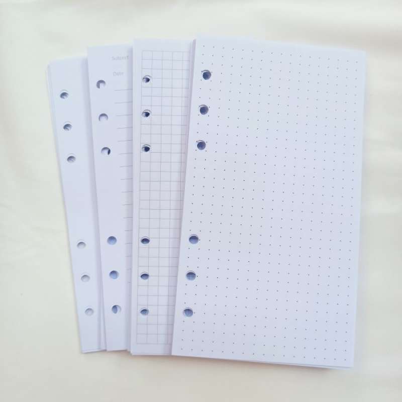Jual Isi binder a6 6 ring kertas loose leaf polos garis grid dot isi 50 ...